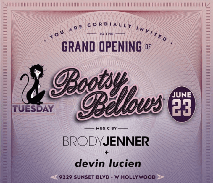 Bootsy Bellows Re-Opening w/ Brody Jenner - LA Guestlist