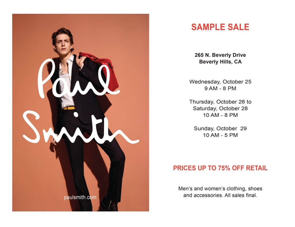 Paul Smith Los Angeles Sample Sale - LA Guestlist