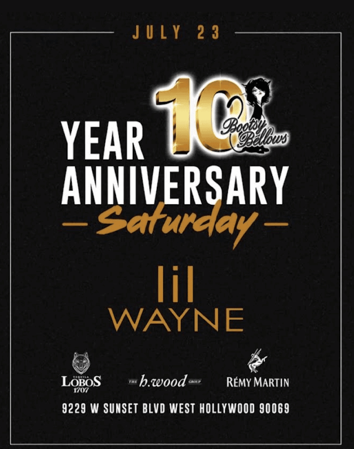 Bootsy Bellows 10 Year Anniversary w/ Lil Wayne - LA Guestlist